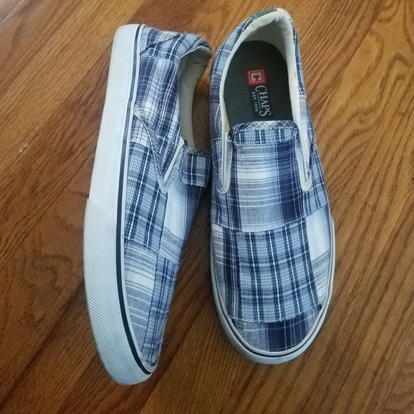 Chaps | Shoes | Men Chaps Blue Plaid Canvas Shoes | Poshmark